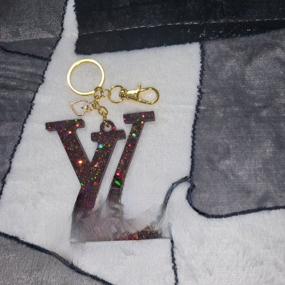 Handmade | Accessories | Holographic Brown Glitter Llvv Keychain | Poshmark